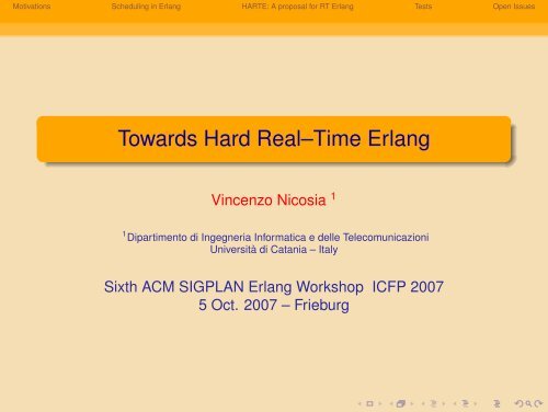 Towards Hard Real--Time Erlang - Ericsson Erlang/OTP