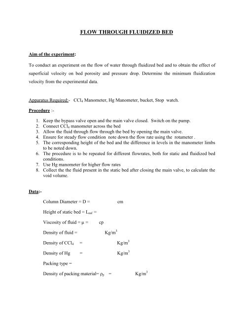 FLOW THROUGH FLUIDIZED BED