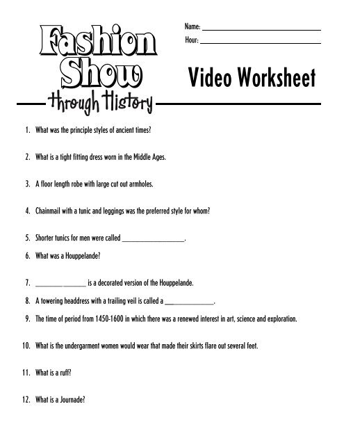 Video Worksheet - Learning Zone Express
