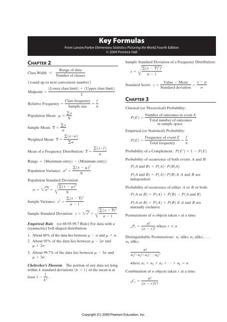 Key Formulas