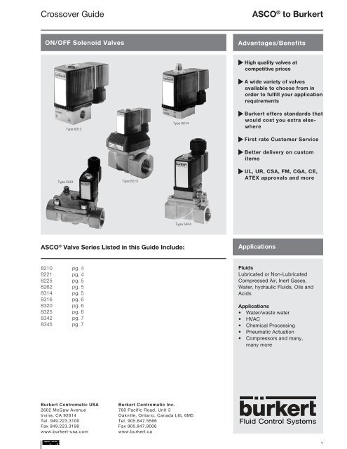 ASCO to Burkert Crossover Guide - BÃ¼rkert Fluid Control Systems