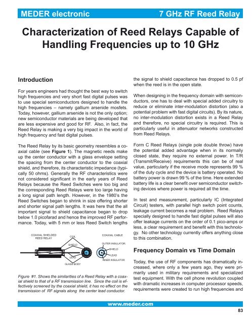 High Frequency Reed Relays - MEDER electronic