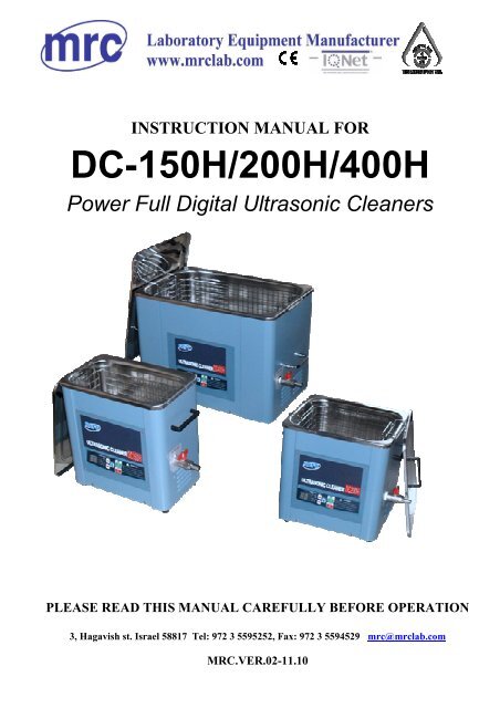 OPERATING INSTRUCTIONS - MRC