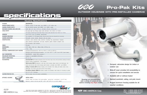 View PDF Specifications - Computar, Ganz Computar/Ganz