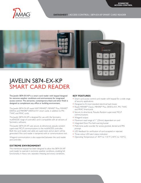 JAvELiN S874-EX-KP SMART CARD READER - AMAG