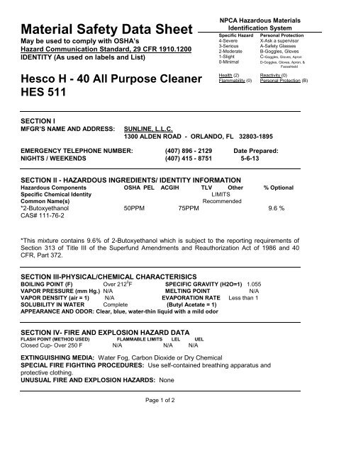 MSDS - HESCO