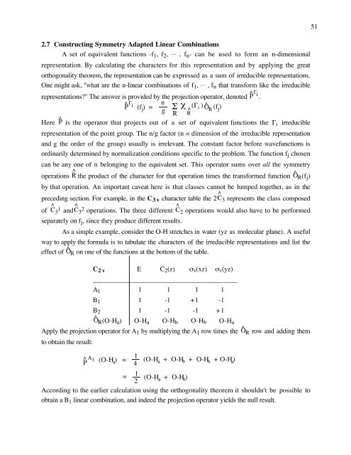 Symmetry Adapted Linear Combinations And Mo Theory
