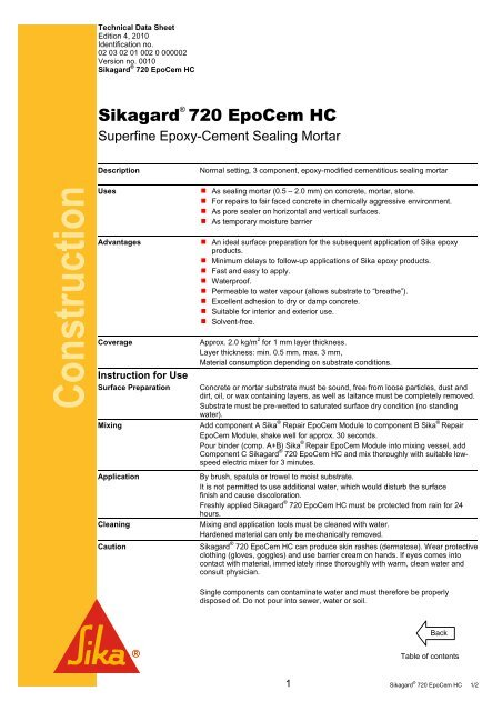 Sikagard 720 EpoCem HC - Sika Indonesia