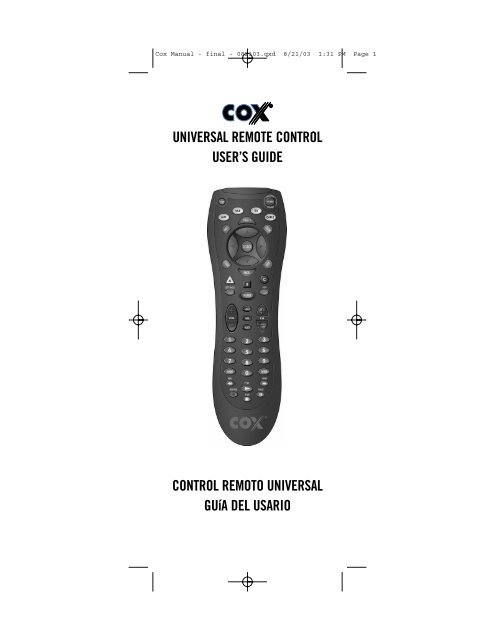 Cox Manual - Universal Electronics Remote Control Support