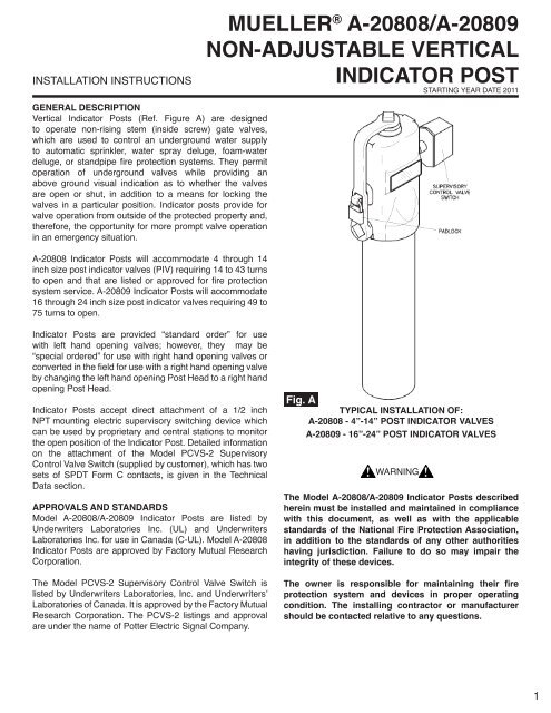 muellerÂ® a-20808/a-20809 non-adjustable vertical ... - Mueller Co.