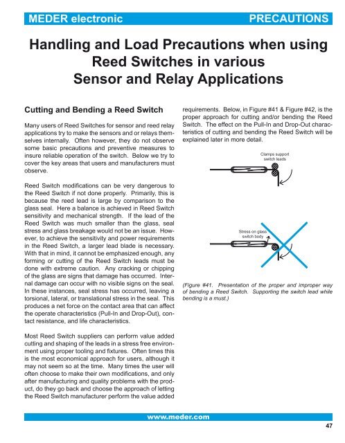 Handling and Load Precautions when using ... - MEDER electronic
