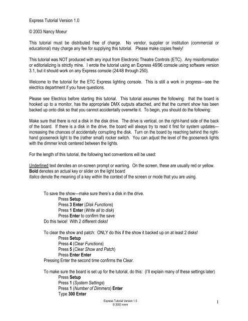 ETC Express Tutorial