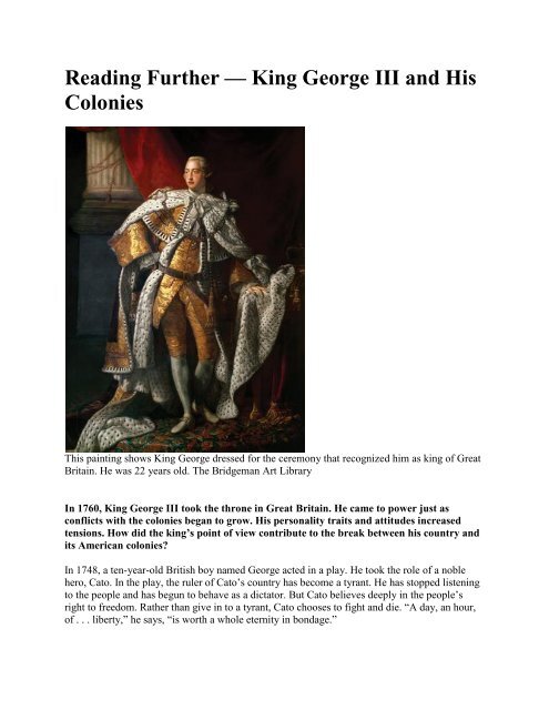 Reading Further â King George III and His Colonies