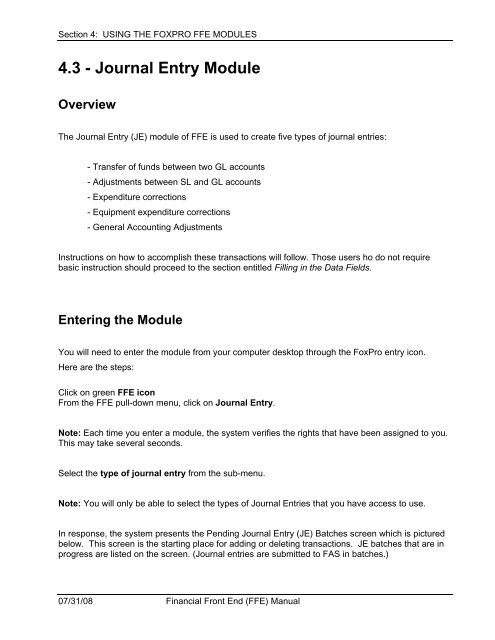 4.3 - Journal Entry Module