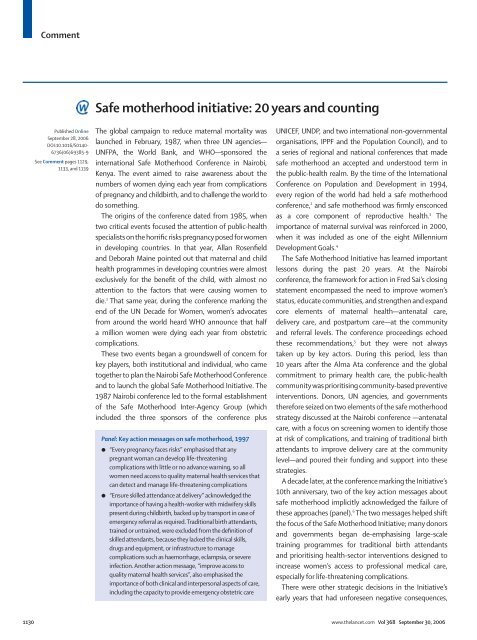 Safe motherhood initiative - Family Care International
