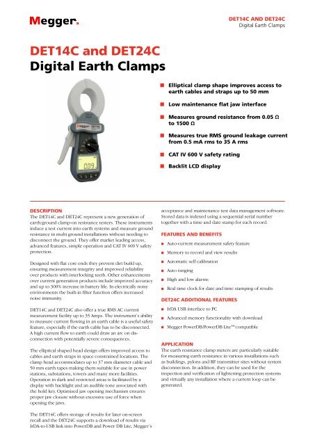 DET14C and DET24C Digital Earth Clamps - Mega Hertz