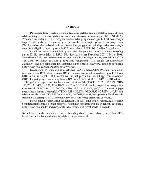 Contoh Intisari dan Abstract dalam tesis