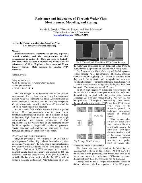 Resistance and Inductance of Through-Wafer Vias ... - CS Mantech