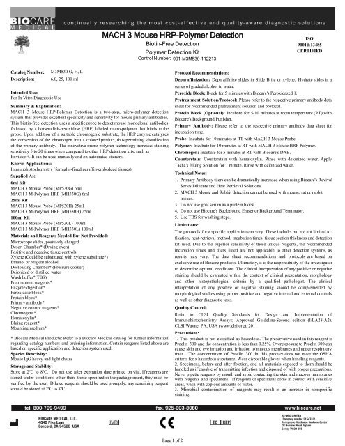 Data Sheet - Biocare Medical