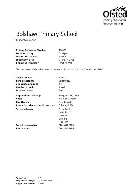 Inspection report template HMI 2507 - The Kingsway School