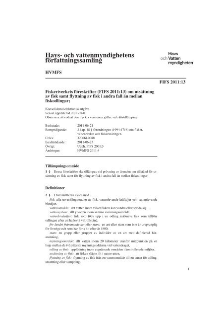 HVMFS - FIFS 2011-13-keu-110... - Havs- och vattenmyndigheten