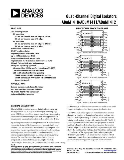 ADuM1410/ADuM1411/ADuM1412 Quad-Channel Digital Isolators ...