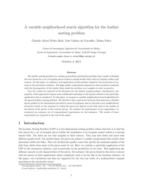 A variable neighborhood search algorithm for the leather nesting ...