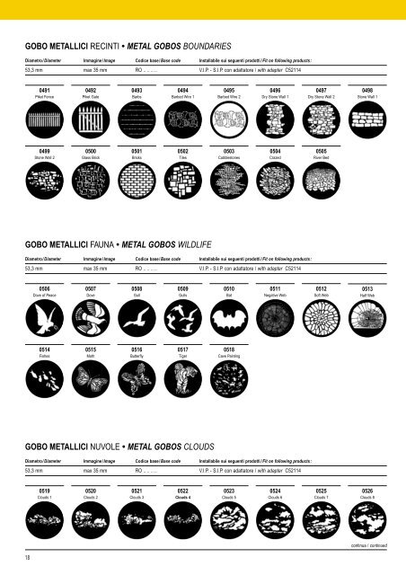 GOBO METALLICI RECINTI