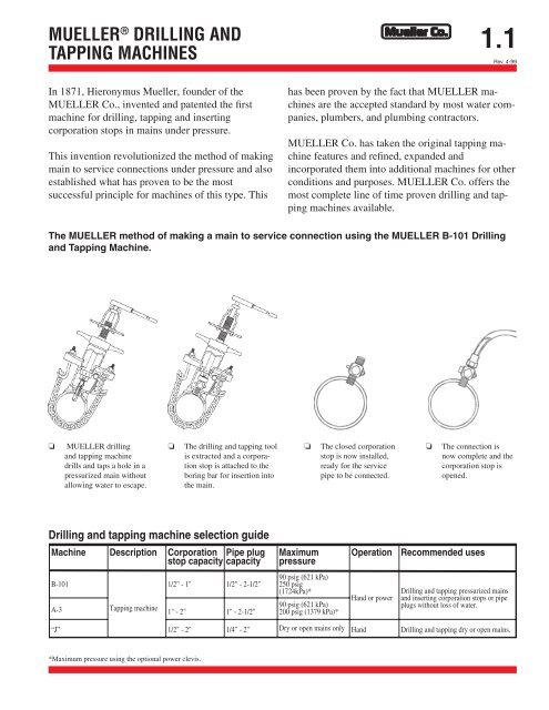 1.1 muellerÂ® drilling and tapping machines - Mueller Co.