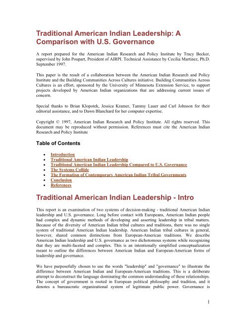 Traditional American Indian Leadership: A ... - Navajo Courts