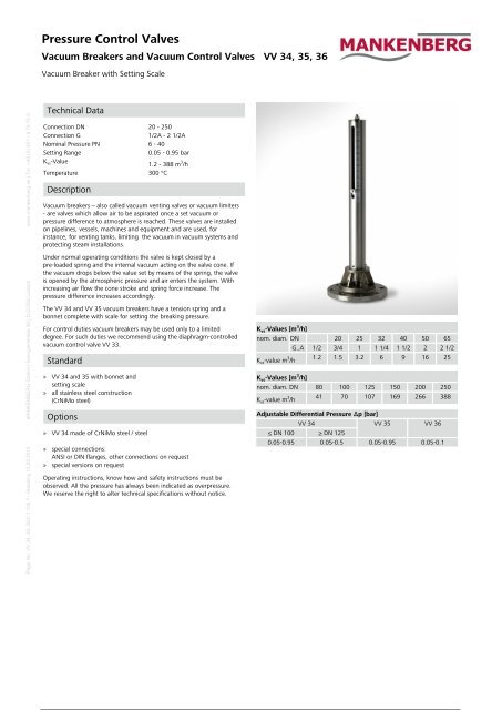 Pressure Control Valves - Mankenberg