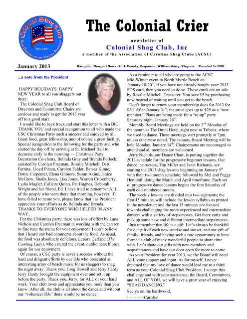 January - Colonial Shag Club