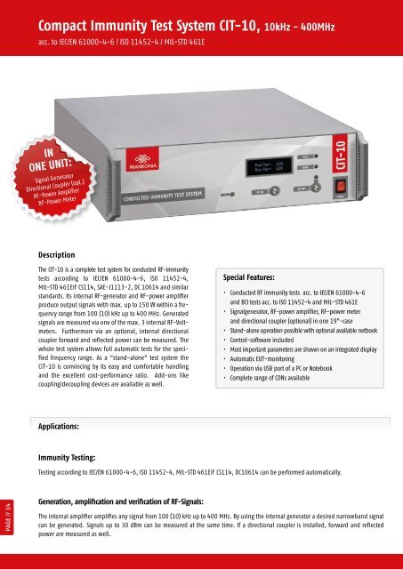 Compact Immunity Test System CIT-10, 10kHz - 400MHz - Frankonia