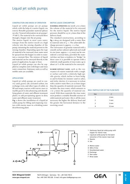 Liquid jet solids pumps - GEA Wiegand GmbH