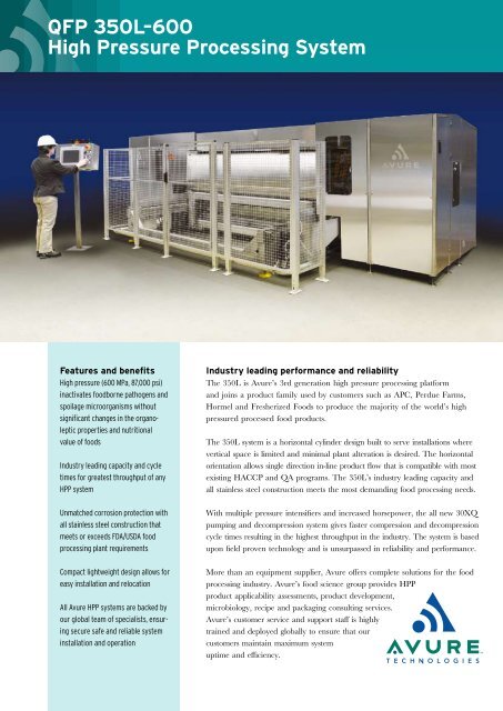 QFP 350Lâ 600 High Pressure Processing System