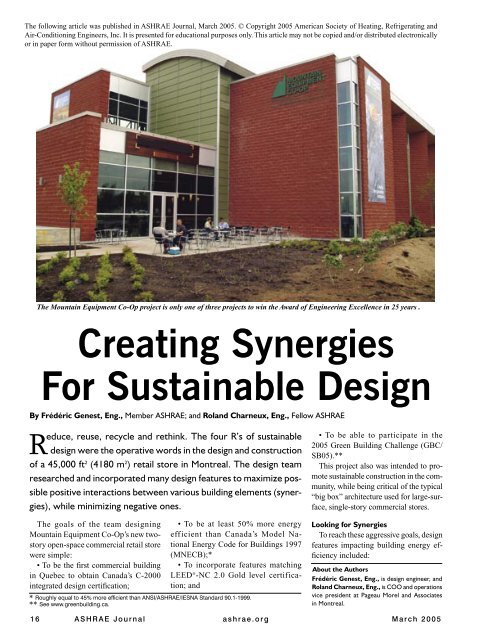 Creating Synergies For Sustainable Design - DOAS