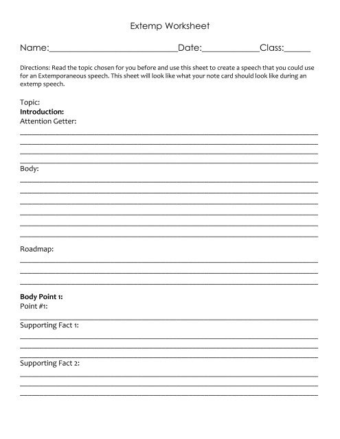 Extemp Worksheet