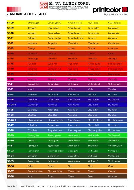 STANDARD-COLOR GUIDE - H.W. Sands Corporation