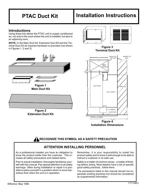 Installation Instructions PTAC Duct Kit