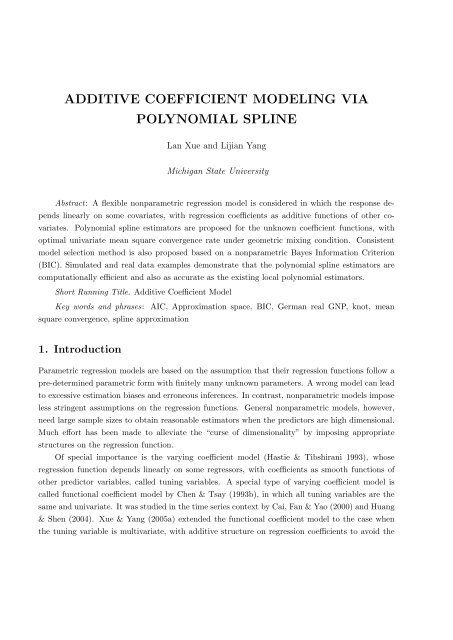 Additive Coefficient Modeling Via Polynomial Spline