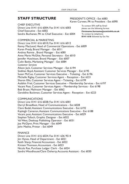 STAFF STRUCTURE - Scottish Football Association
