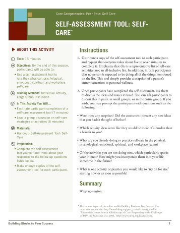Self-Care Assessment Worksheet - www4