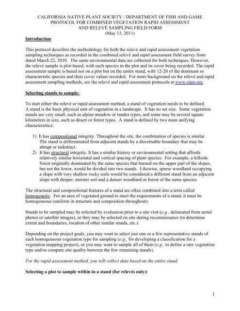 CNPS Combined Vegetation Rapid Assessment and Releve Protocol