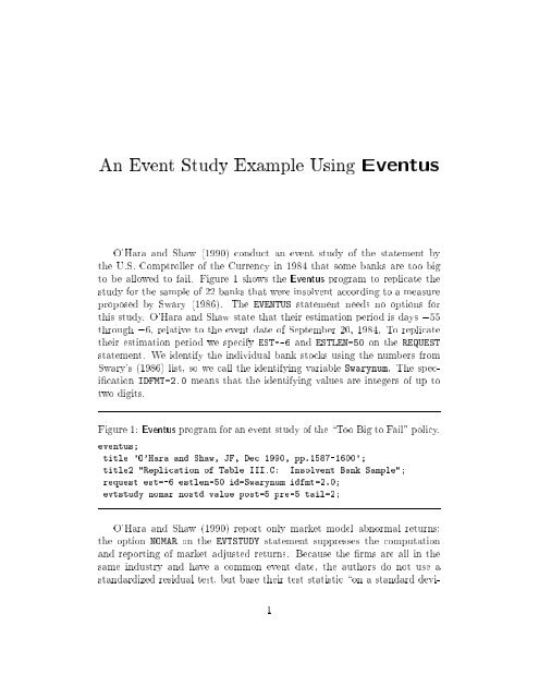 An Event Study Example Using Eventus