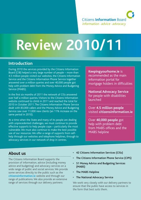 Annual Review 2010-11 (pdf) - Citizens Information Board