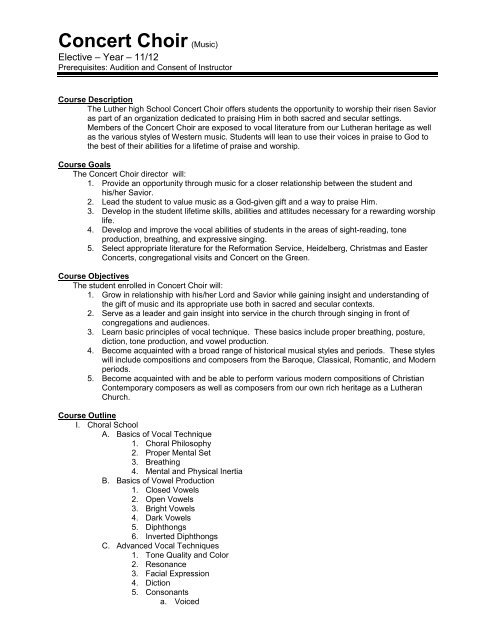 Course Syllabus - Concert Choir.pdf - Luther High School