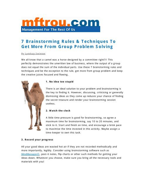 7 Brainstorming Rules & Techniques To Get More From Group ...