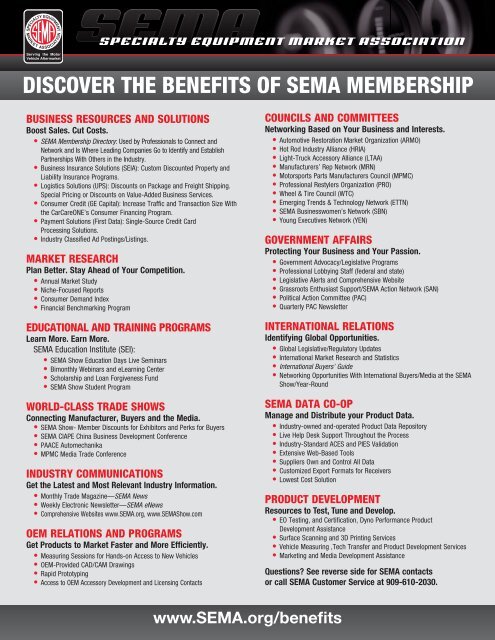 Download SEMA Membership Benefits Flyer