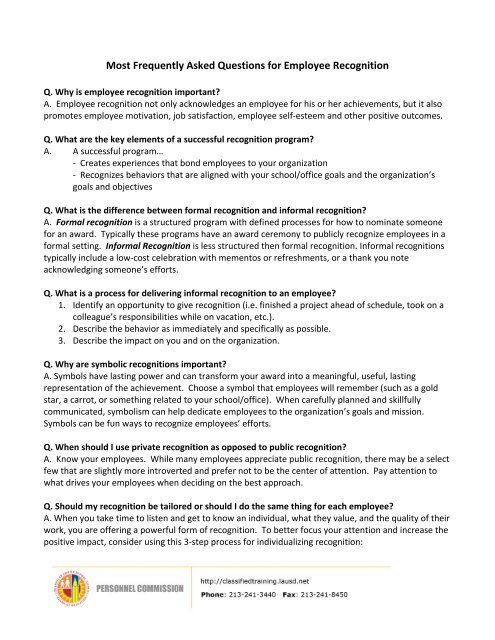 Most Frequently Asked Questions for Employee Recognition