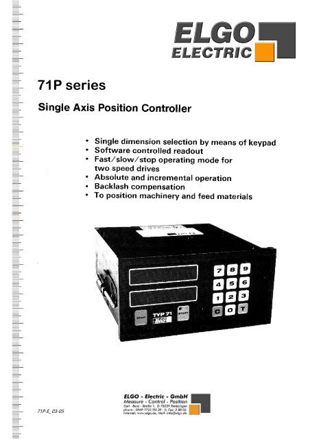 71P series - ELGO Electric GmbH